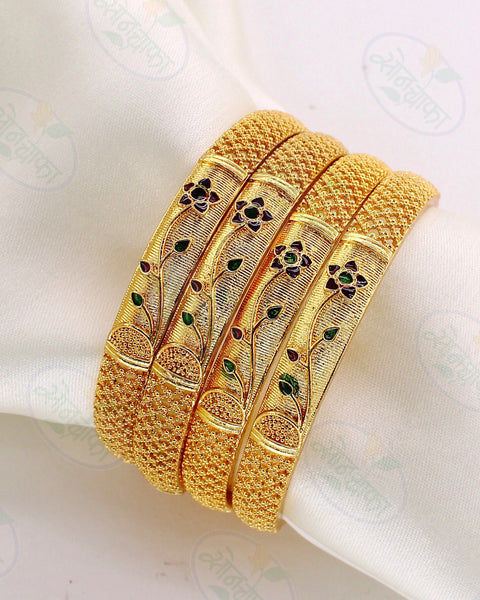 GOLDEN FLORAL BANGLES – Sonchafa