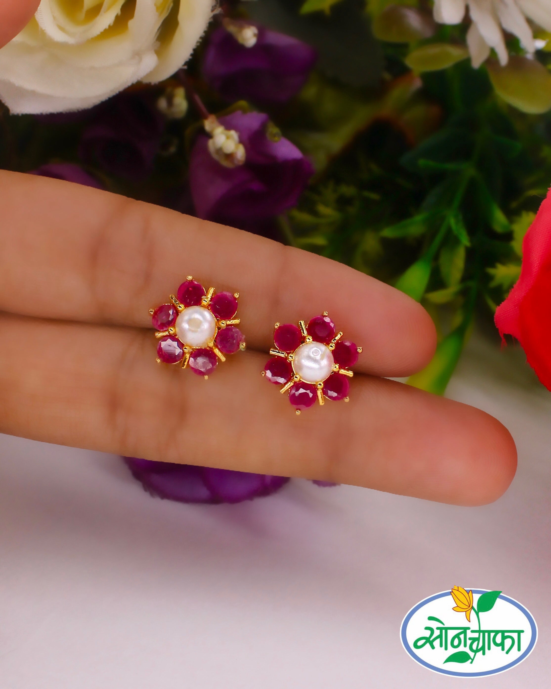 FLOWERET POVLA MOTI STUDS – Sonchafa