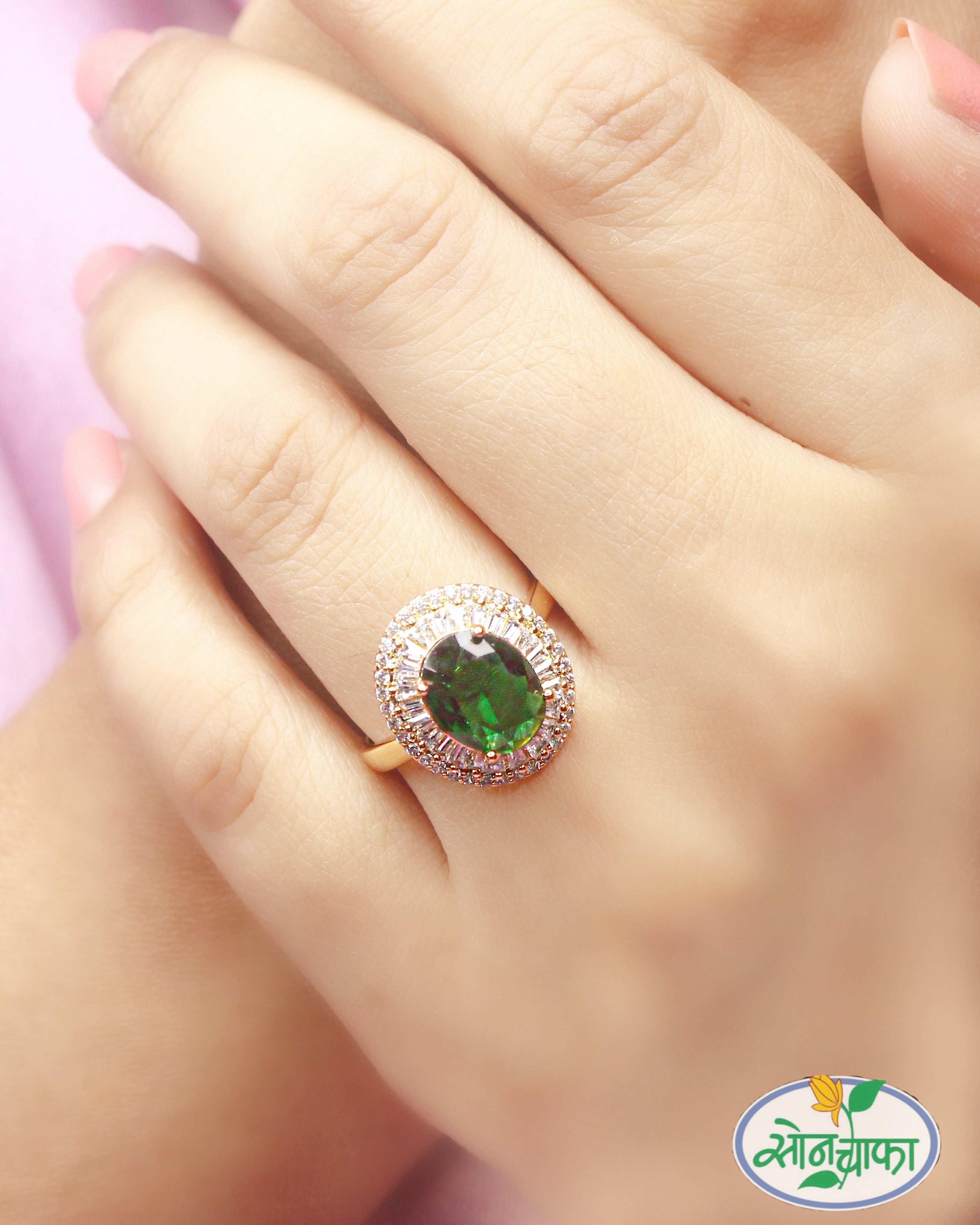 FANCY GREEN STONE FINGER RING – Sonchafa