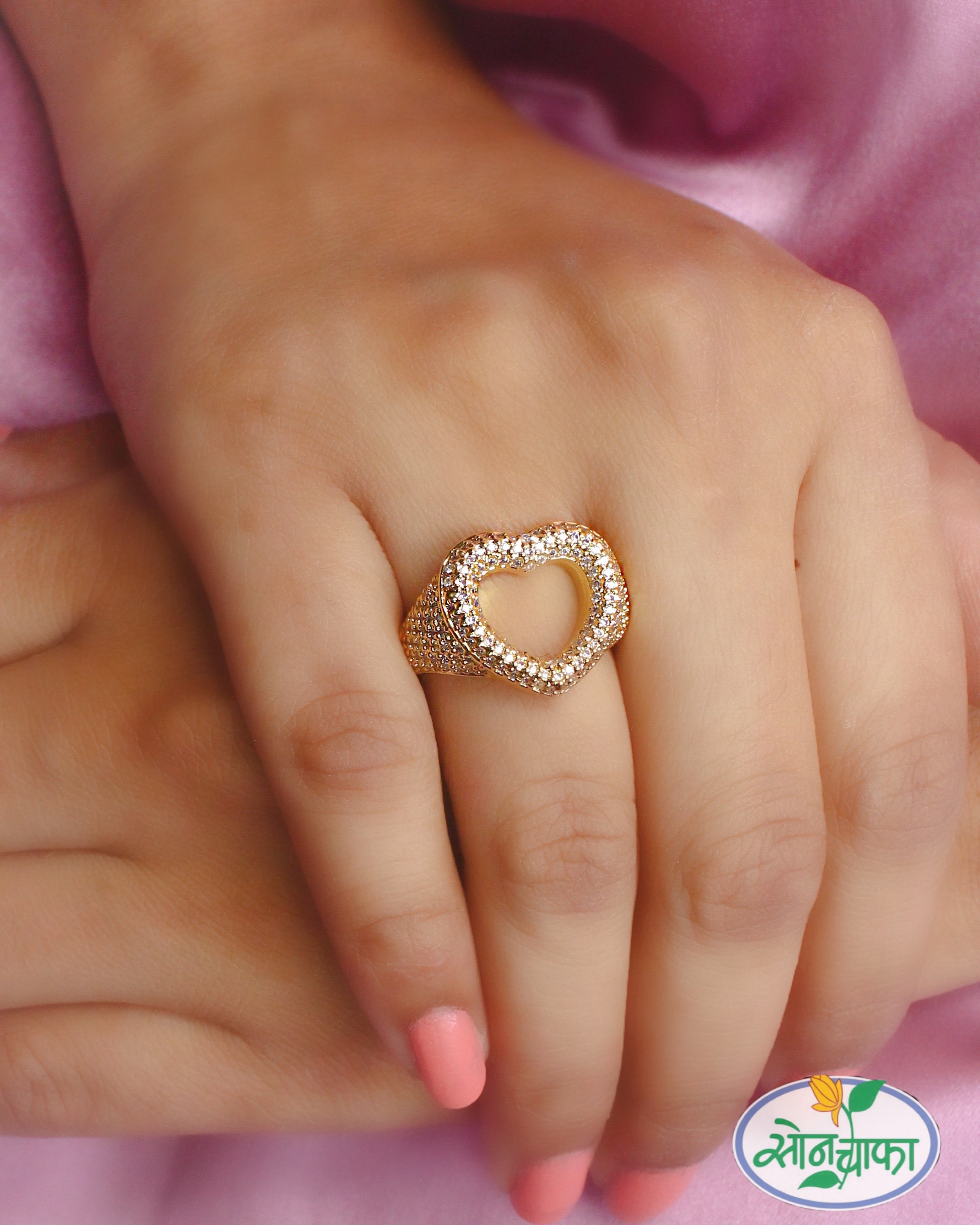 HEART SHAPE DESIGNER FINGER RING – Sonchafa