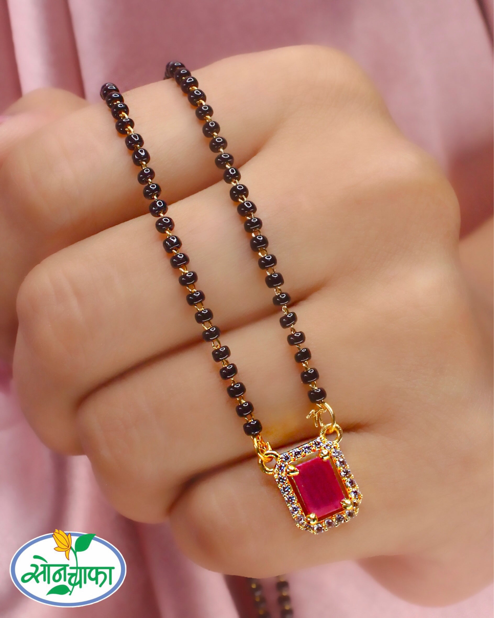 PINK STONE DESIGNER MANGALSUTRA – Sonchafa