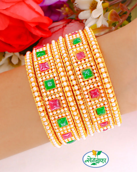 GLEAMING SQUARE PEARL BANGLES – Sonchafa