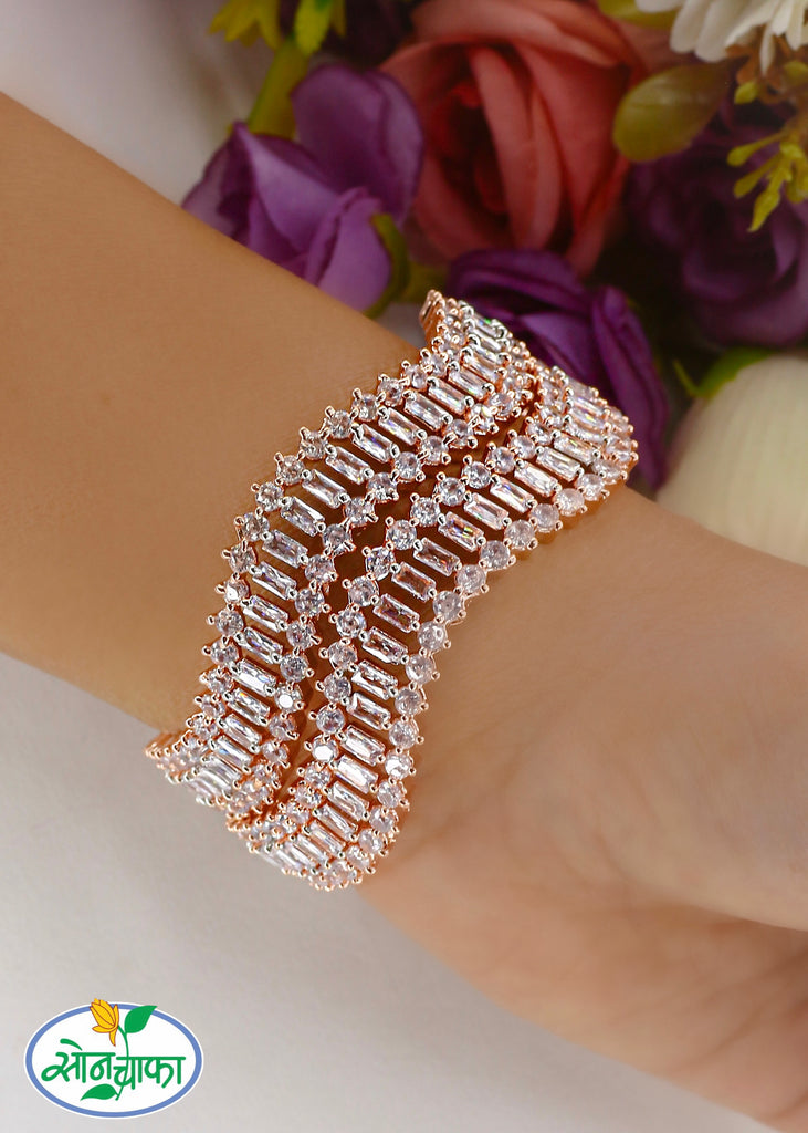 BOLD WAVES DIAMOND BANGLES – Sonchafa