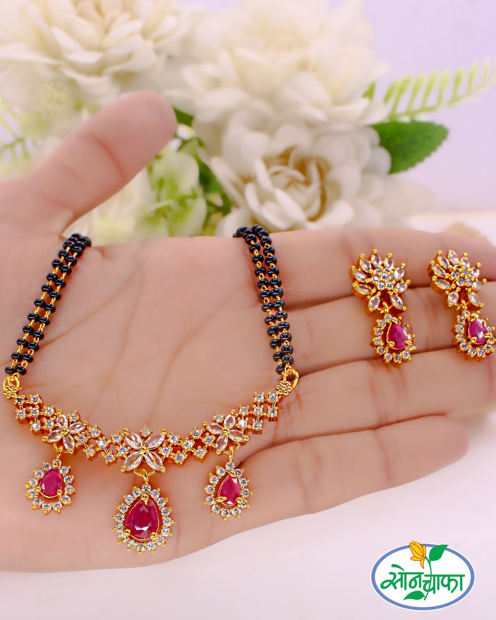DELICATE FLOWER DESIGNER MANGALSUTRA – Sonchafa