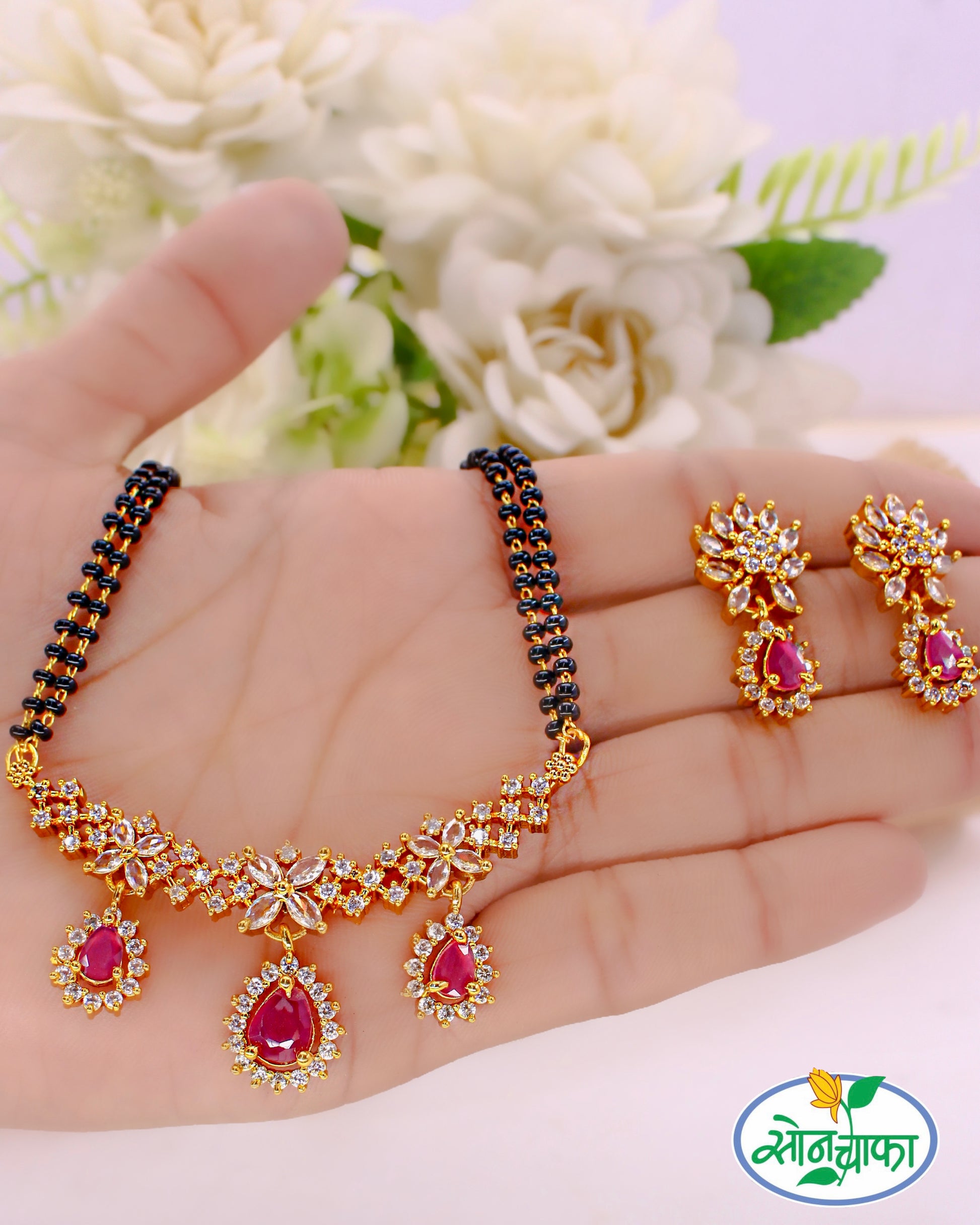 DELICATE FLOWER DESIGNER MANGALSUTRA – Sonchafa