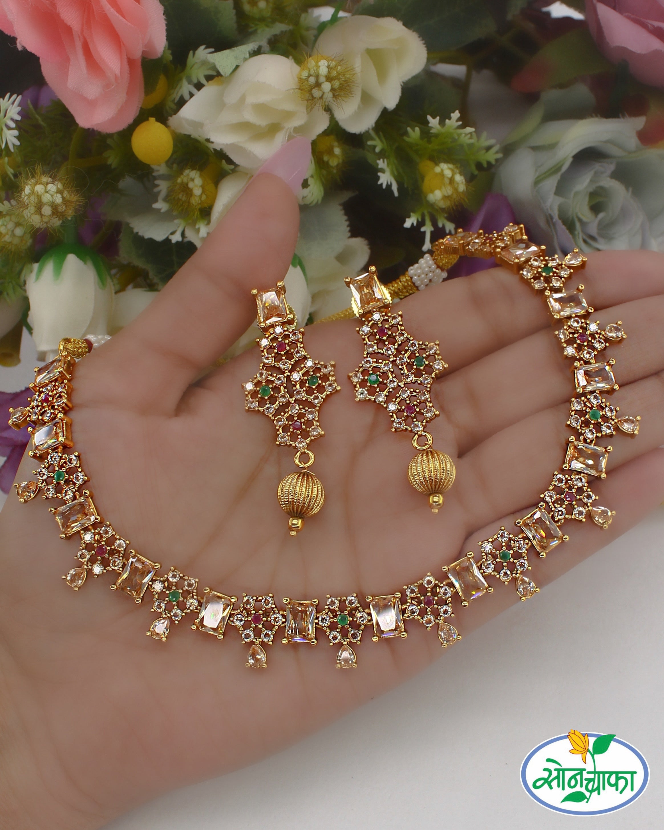 FLORAL DESIGNER NECKLACE – Sonchafa