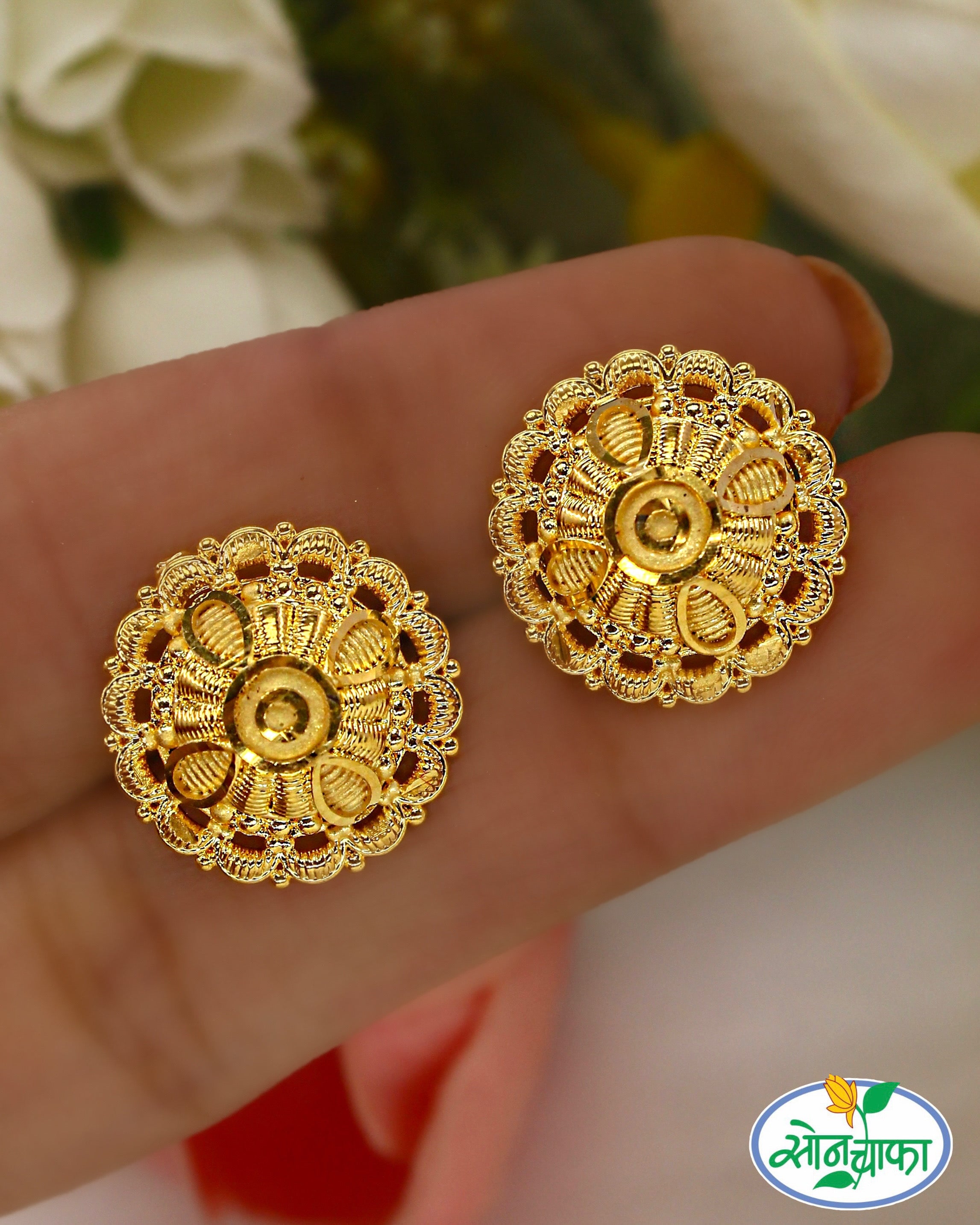 FANCY GOLD PLATED EARRINGS – Sonchafa