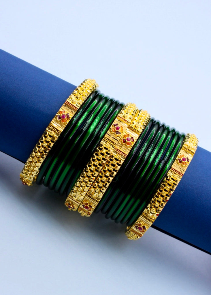 FLOWERET GOLD PLATED BANGLES – Sonchafa