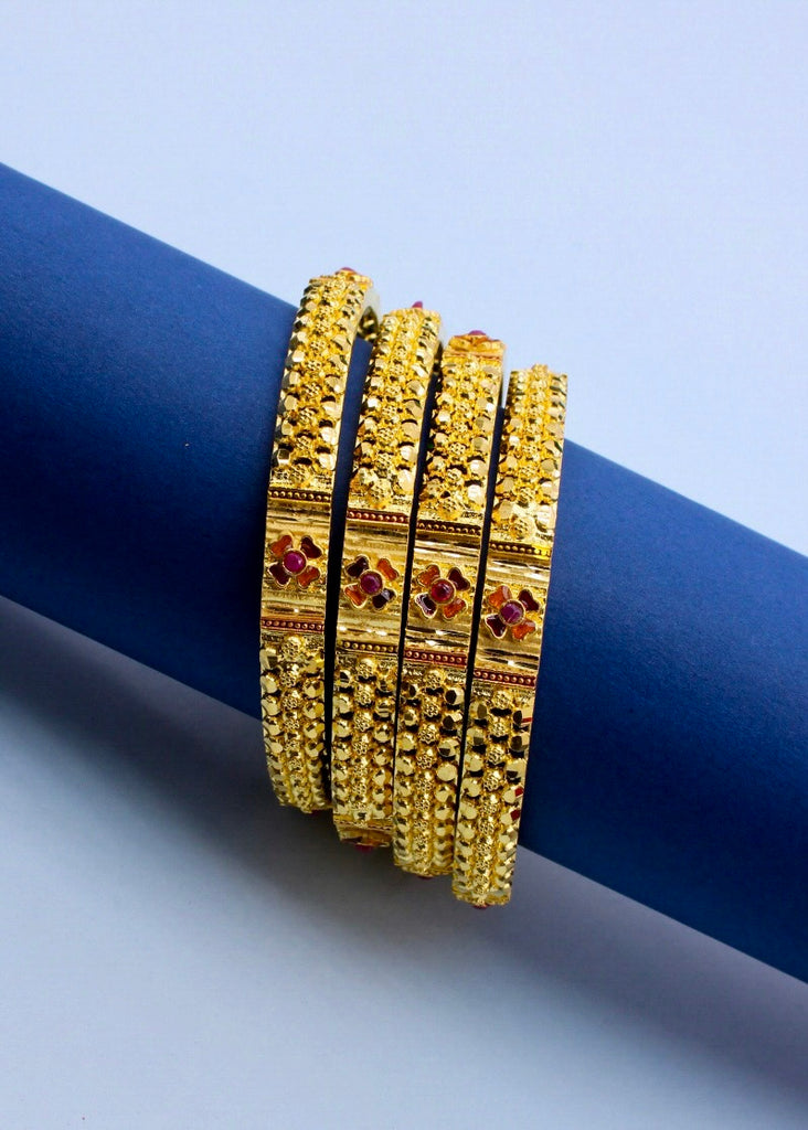 FLOWERET GOLD PLATED BANGLES – Sonchafa